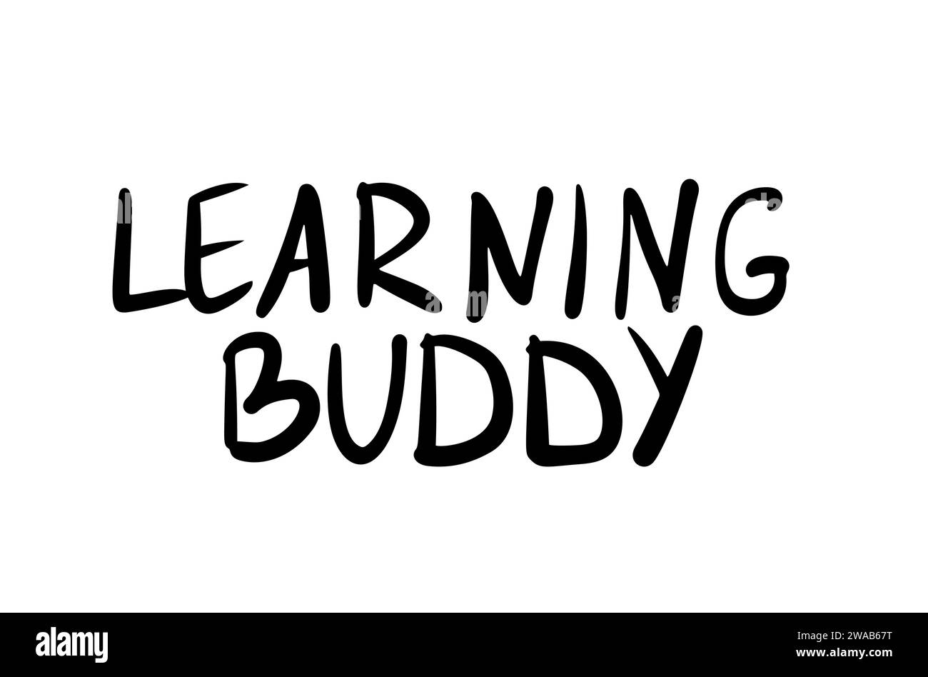 Learning buddy lettering isolated on white background. Hand drawn ...