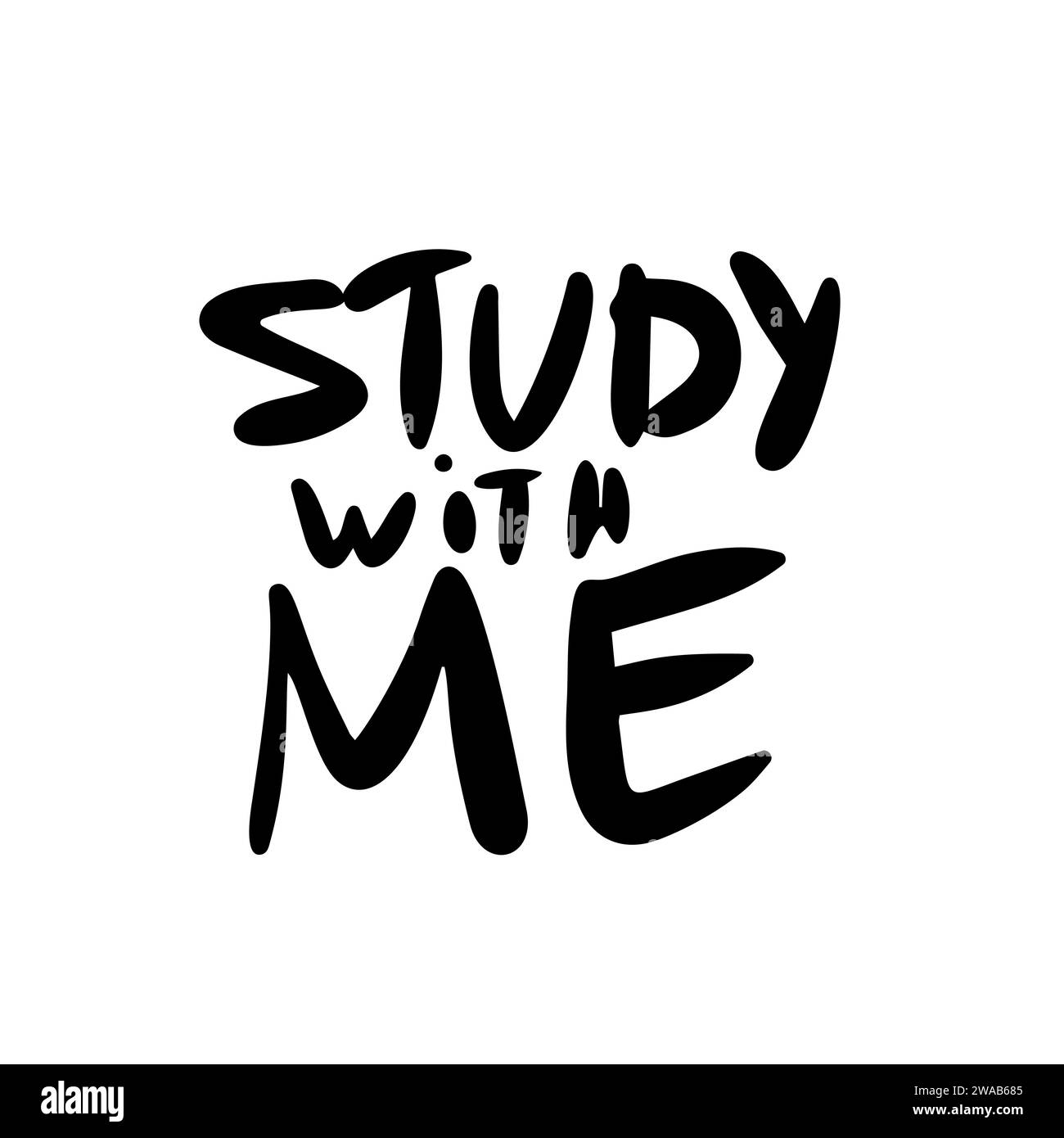 Study with me lettering isolated on white background. Hand drawn ...