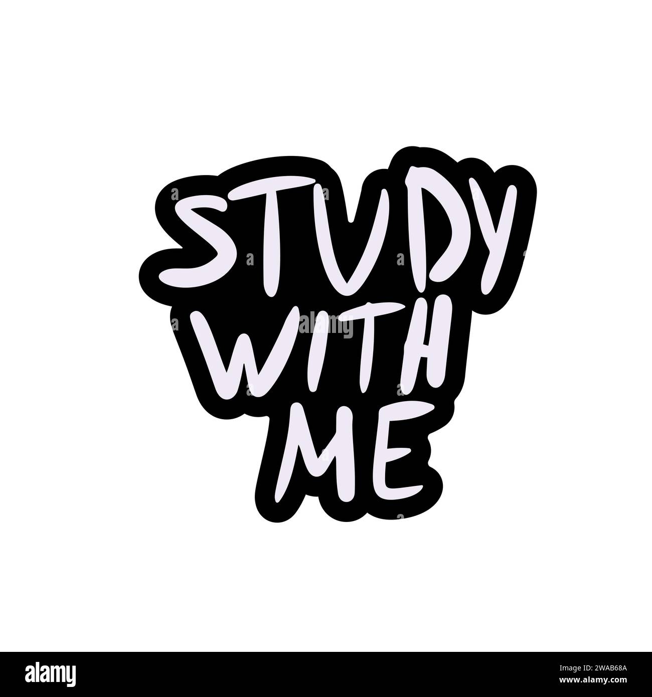 Study with me lettering isolated on white background. Hand drawn ...