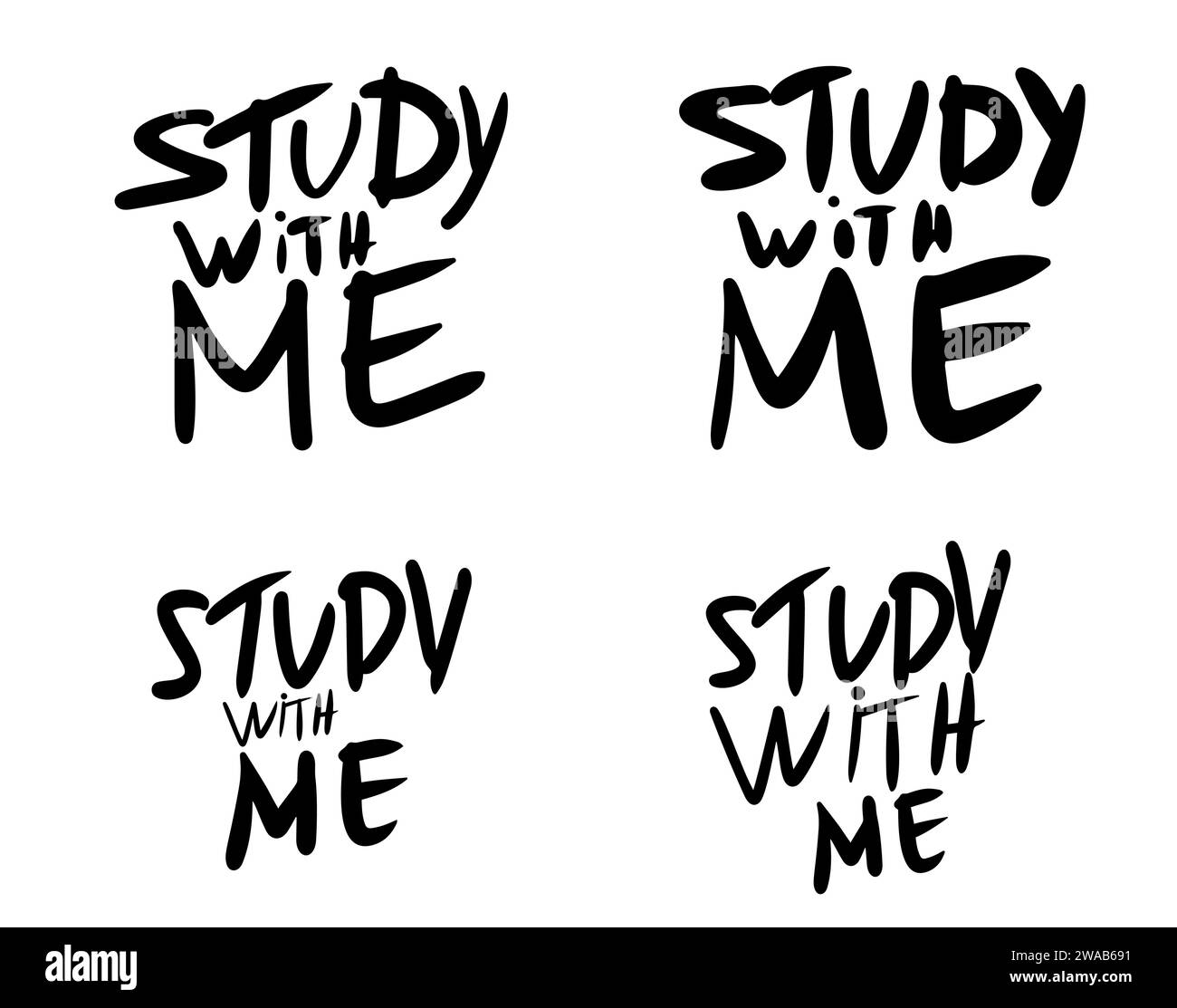 Study with me lettering isolated on white background. Hand drawn ...