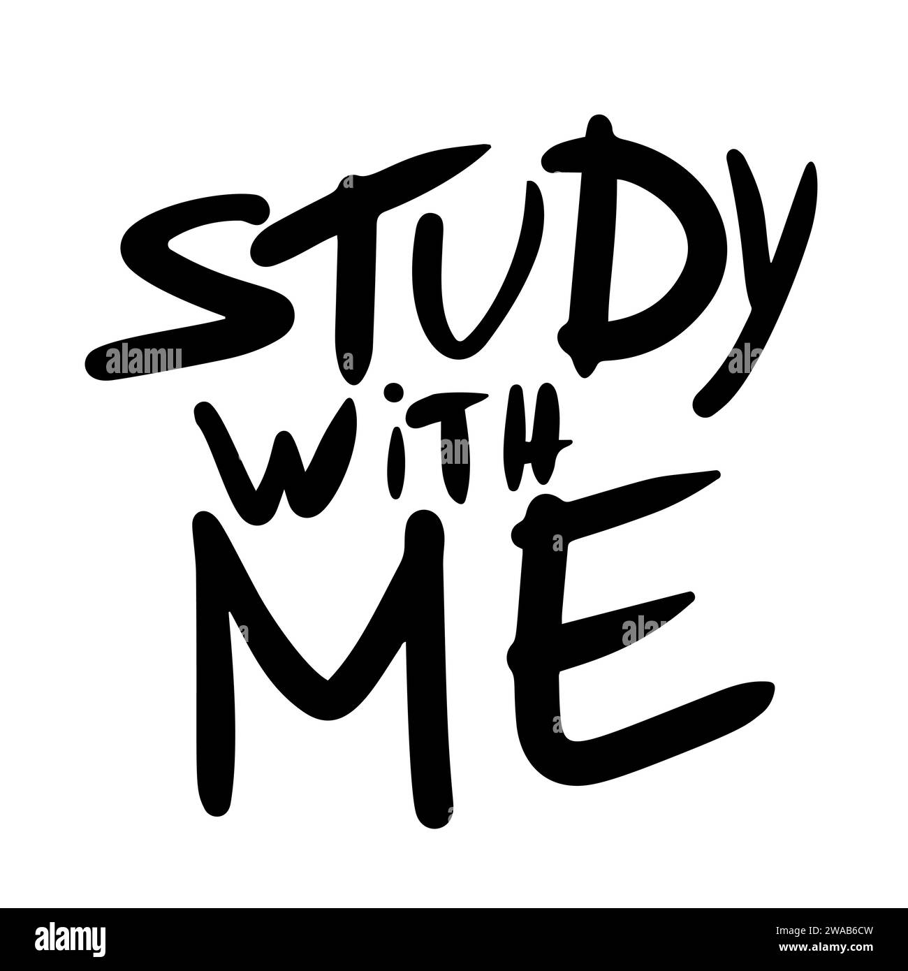Study with me lettering isolated on white background. Hand drawn ...