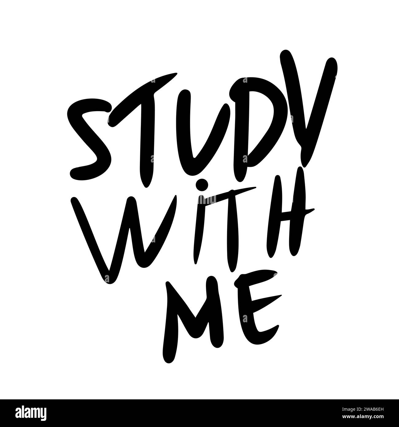 Study with me lettering isolated on white background. Hand drawn ...