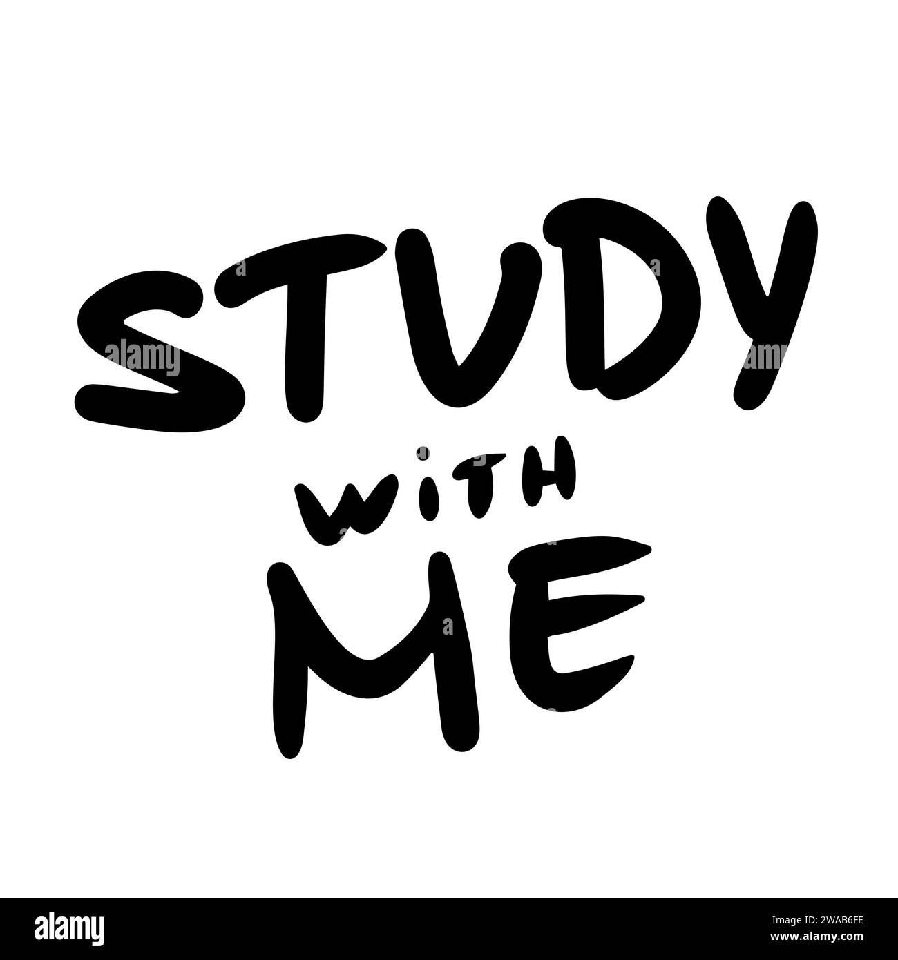 Study with me lettering isolated on white background. Hand drawn ...