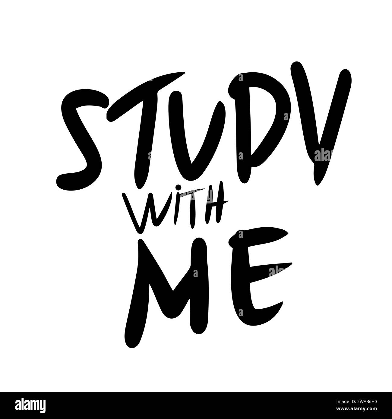 Study with me lettering isolated on white background. Hand drawn ...