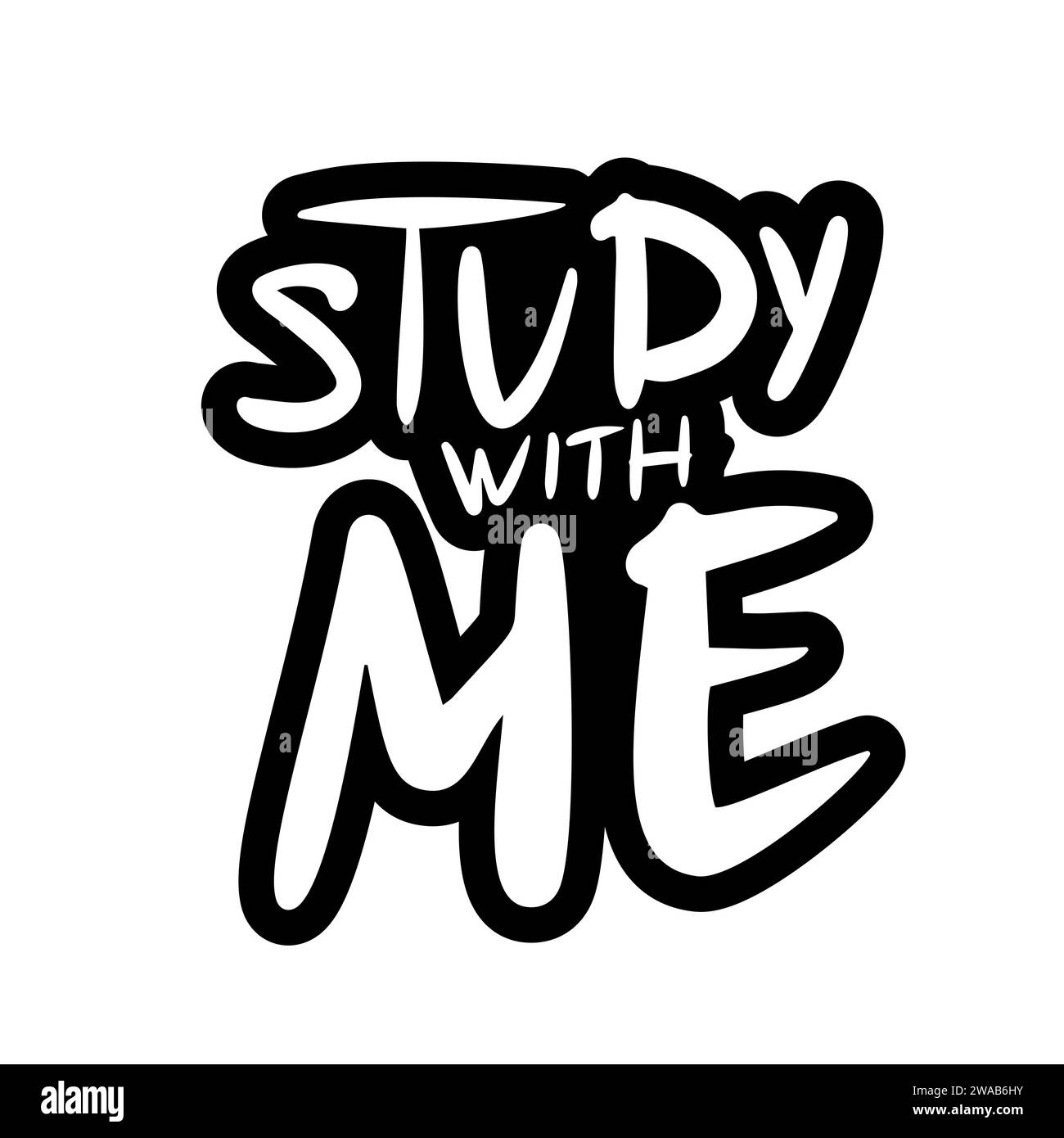 Study with me lettering isolated on white background. Hand drawn ...