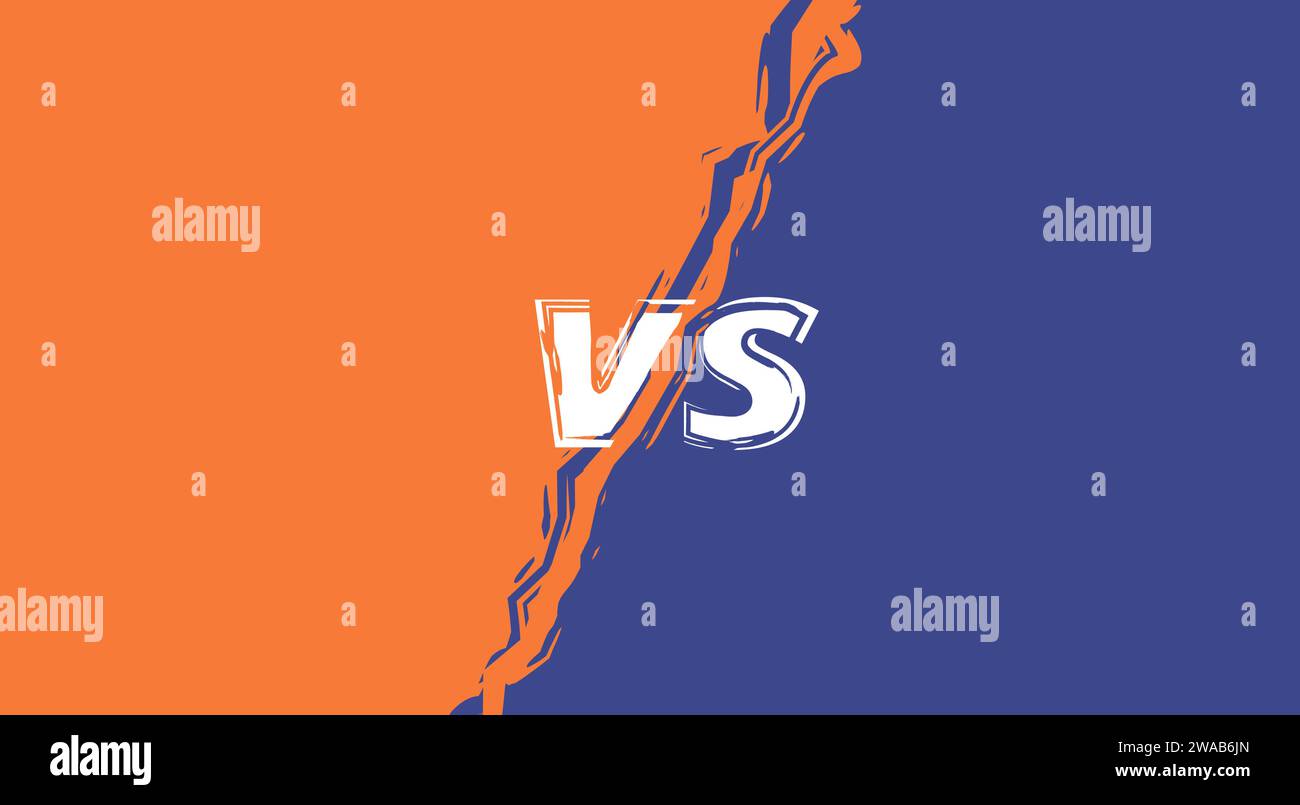 Vs poster.Versus comparison blank. Orange and blue battle cover with vs ...