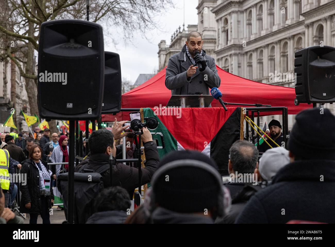 Anti Gaza War protest outside No.10 Downing Street attended by Kareem ...