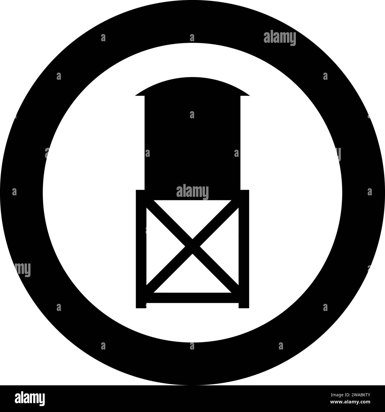 Water tower elevated industrial construction tank icon in circle round ...