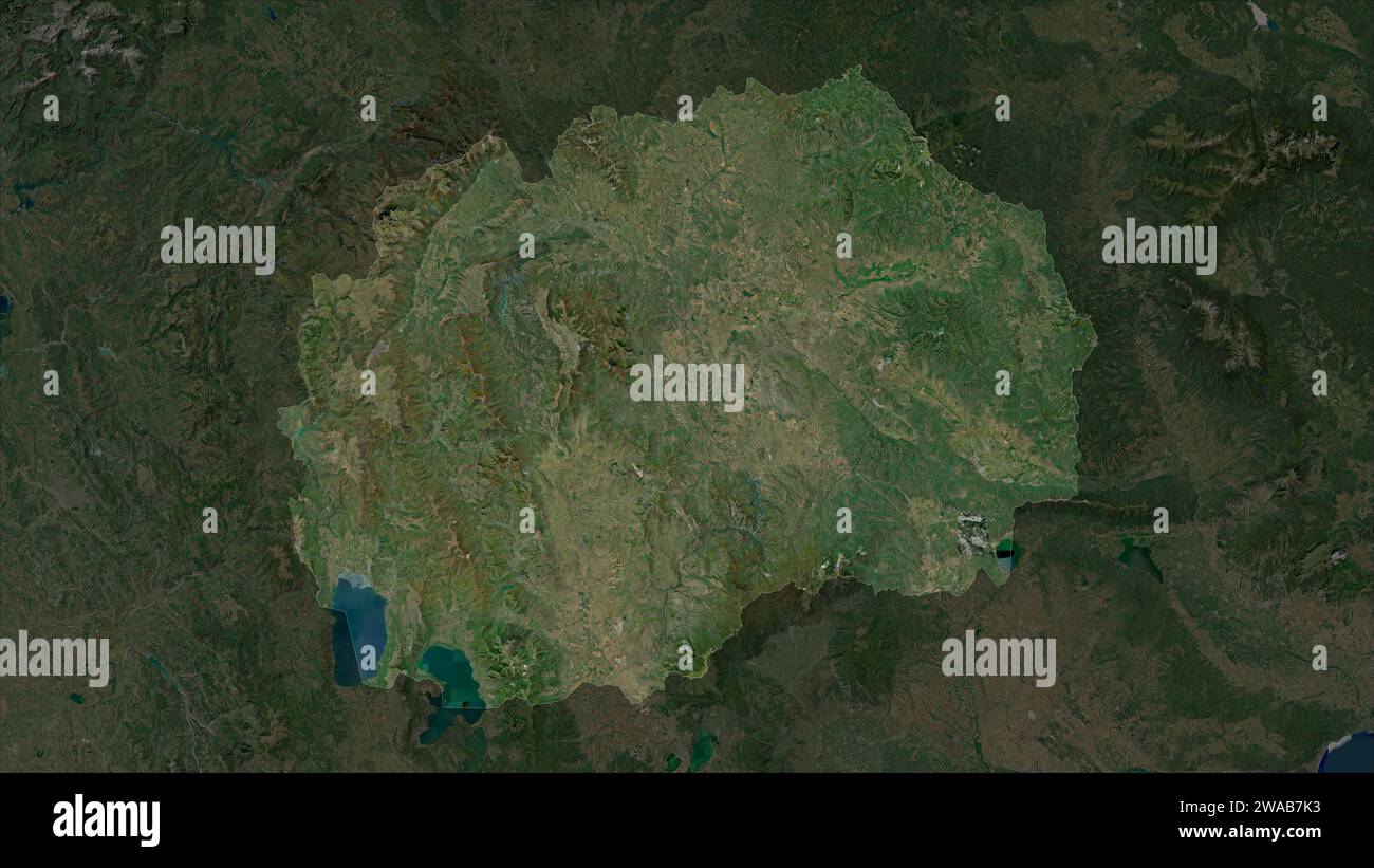 North Macedonia highlighted on a high resolution satellite map Stock ...