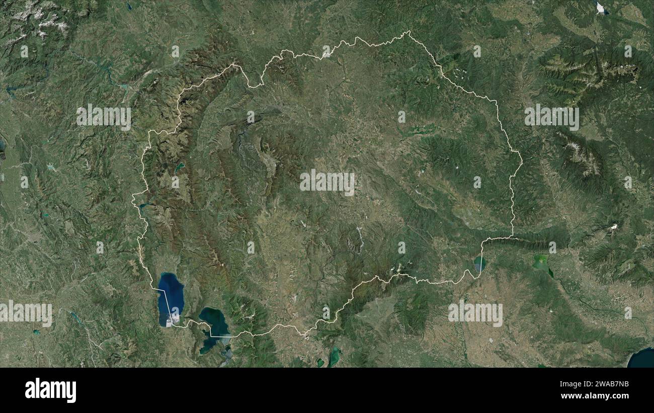 North Macedonia outlined on a low resolution satellite map Stock Photo ...