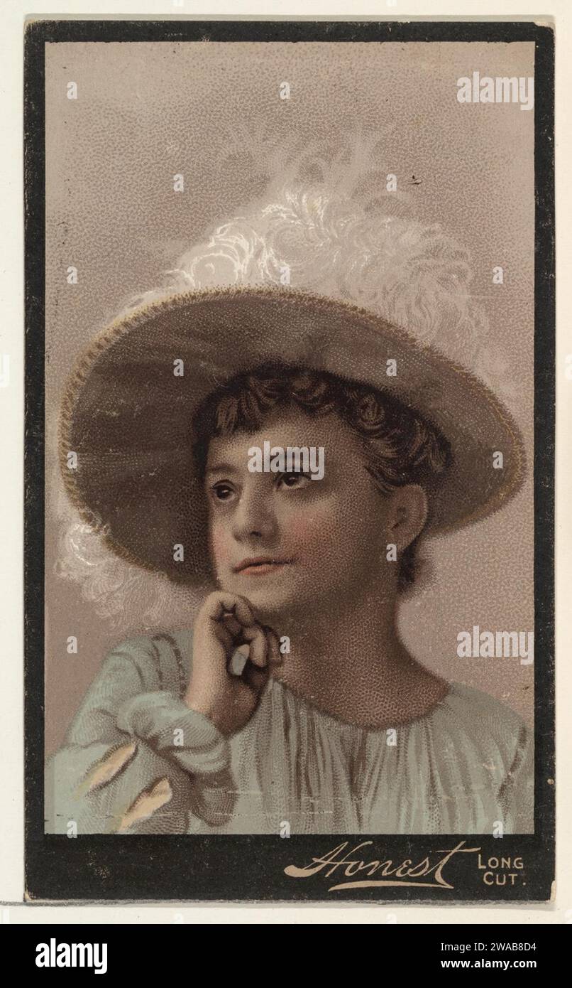 Actress wearing wide-brimmed hat decorated with white feathers, from ...