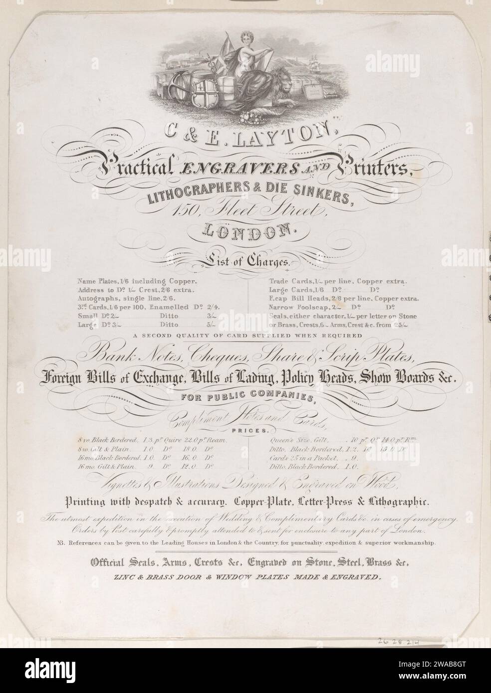 Trade Card for Charles and Edwin Layton, Engravers and Printers 1926 by ...