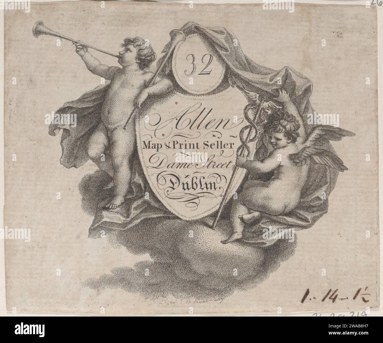 Trade card for William Allen, Map and Print Seller in Dublin 1926 by ...