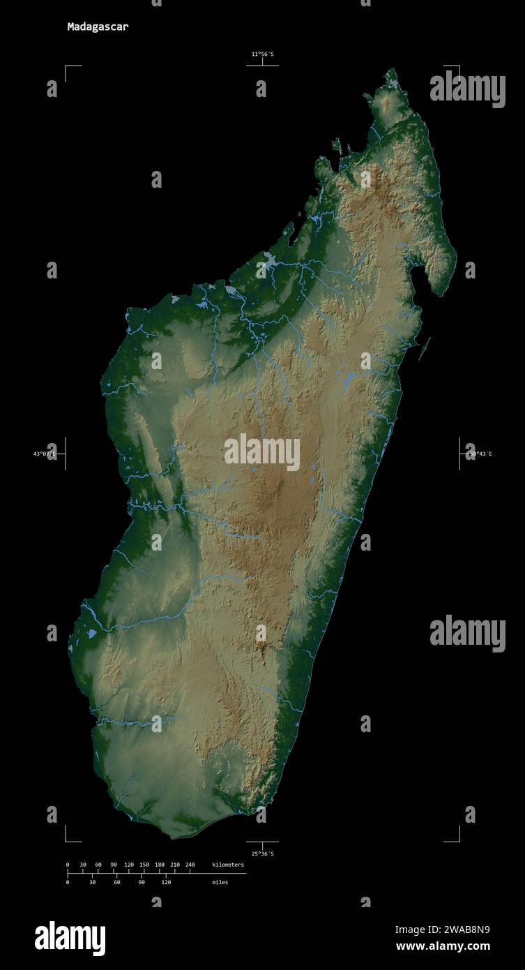 Shape of a Colored elevation map with lakes and rivers of the ...