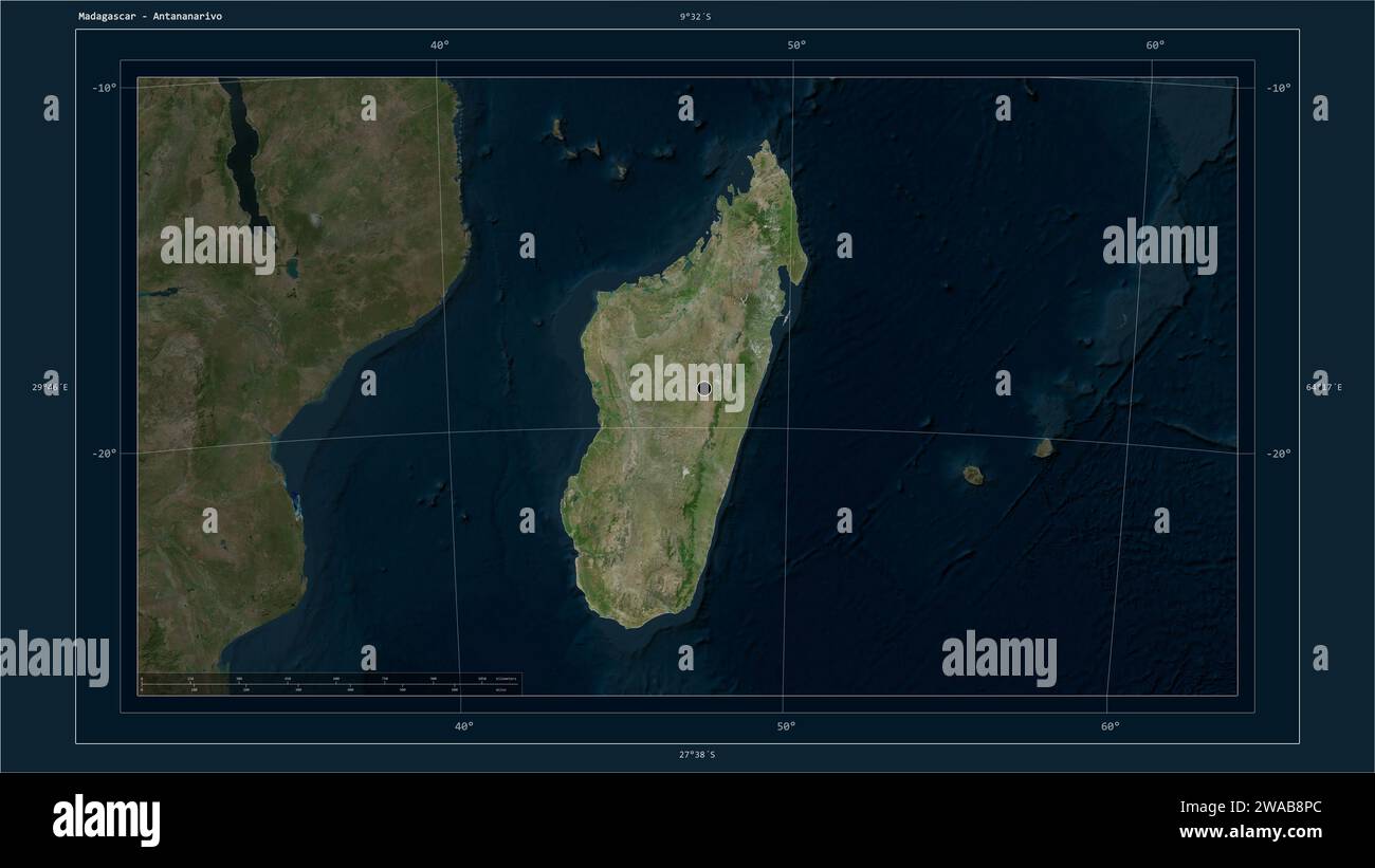 Madagascar highlighted on a high resolution satellite map map with the ...
