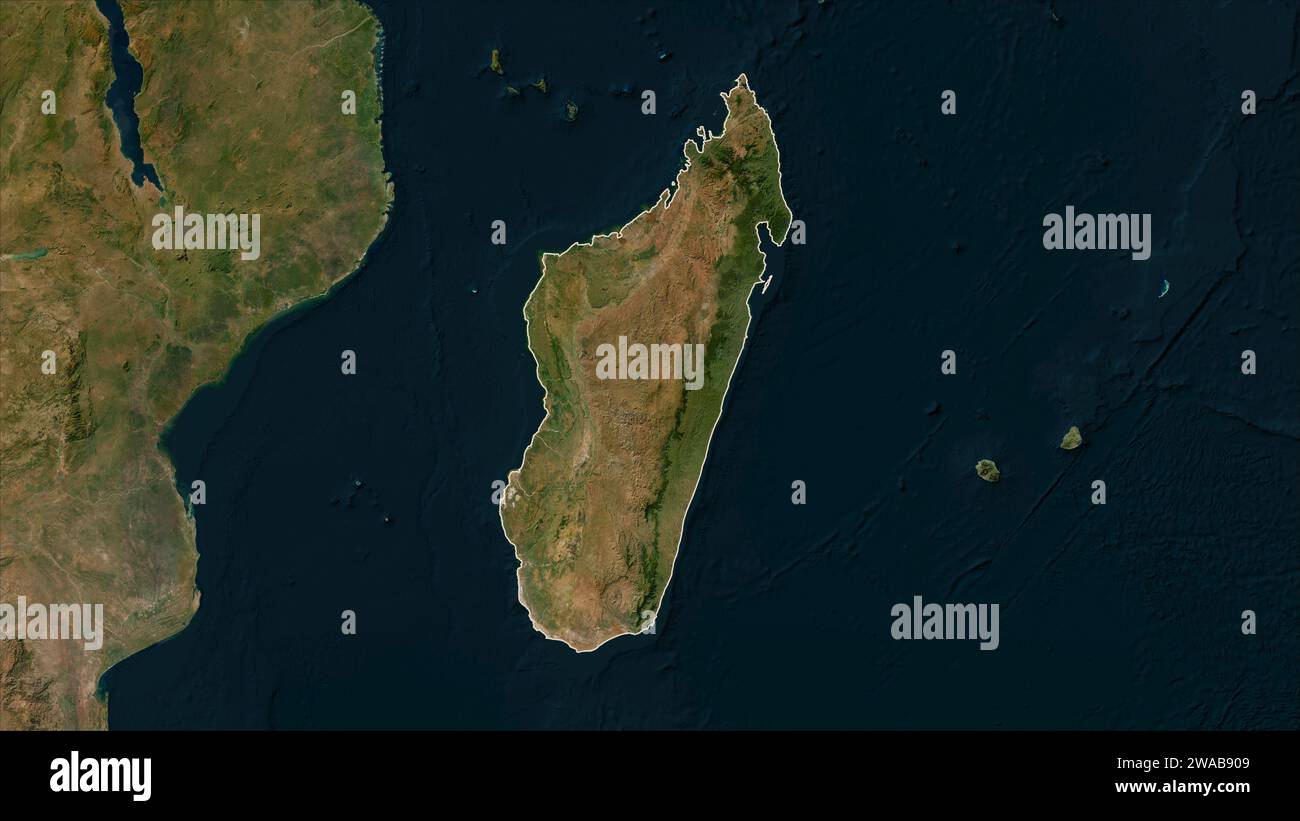 Madagascar outlined on a low resolution satellite map Stock Photo - Alamy