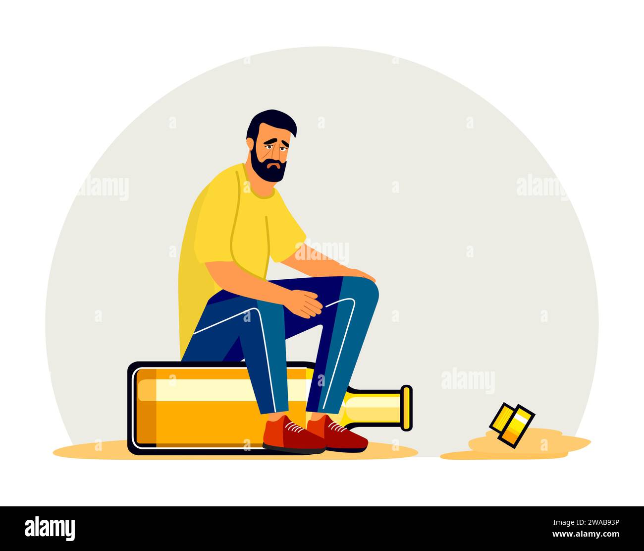 Alcoholism problem vector illustration. Unhealthy lifestyle. Alcoholic ...