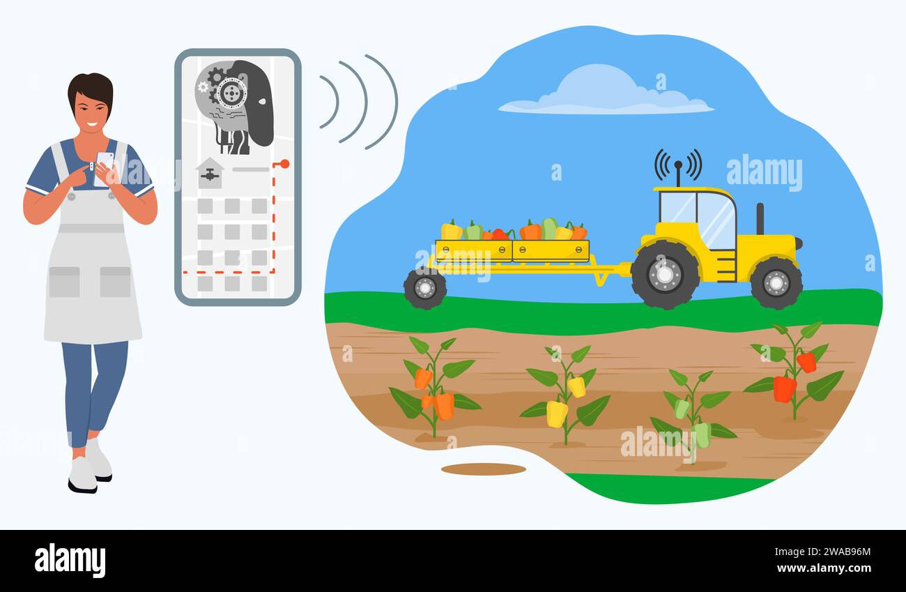Girl controls harvesting and transportation of crops from digital ...