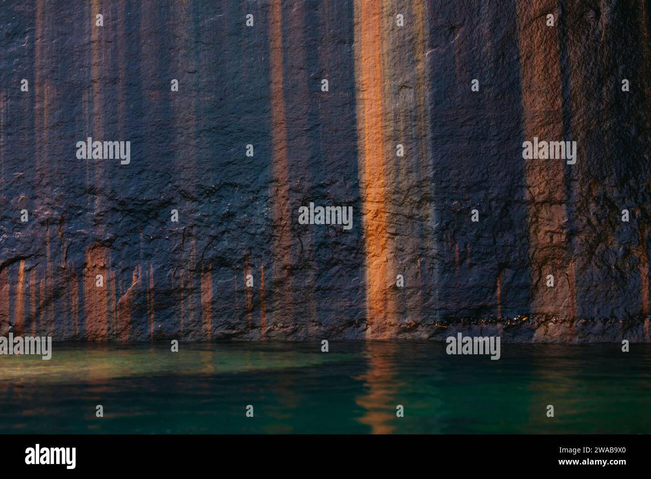 Mineral formations along the Pictured Rocks National Lakeshore Stock ...