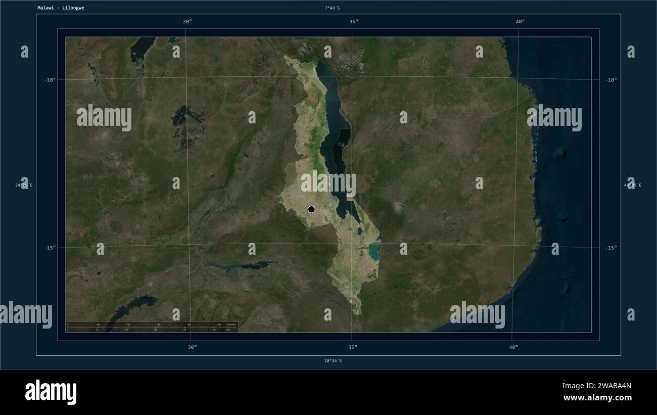 Malawi highlighted on a high resolution satellite map map with the ...