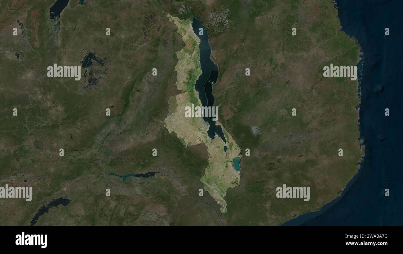 Malawi highlighted on a high resolution satellite map Stock Photo - Alamy