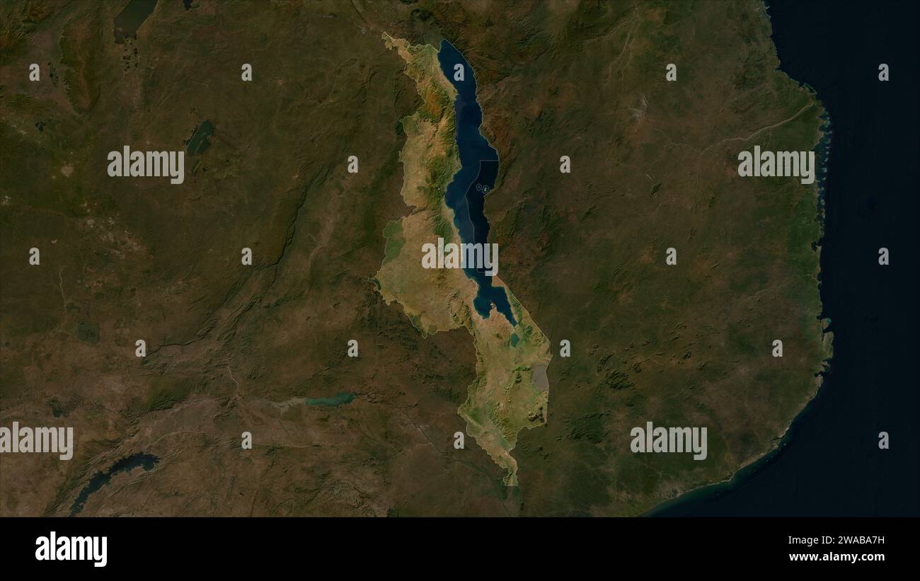 Malawi highlighted on a low resolution satellite map Stock Photo - Alamy