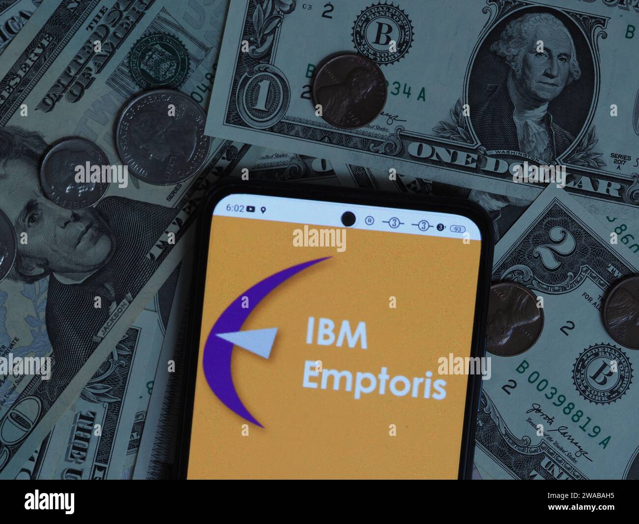 In this photo illustration, an IBM Emptoris logo seen displayed on a ...