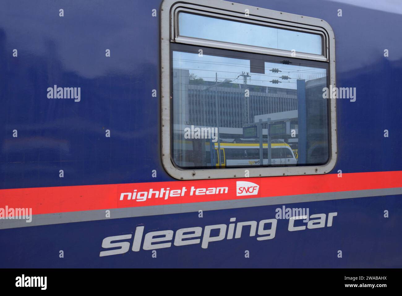 Night Jet sleeper train carriage at Stuttgart HBF central Station, of ...