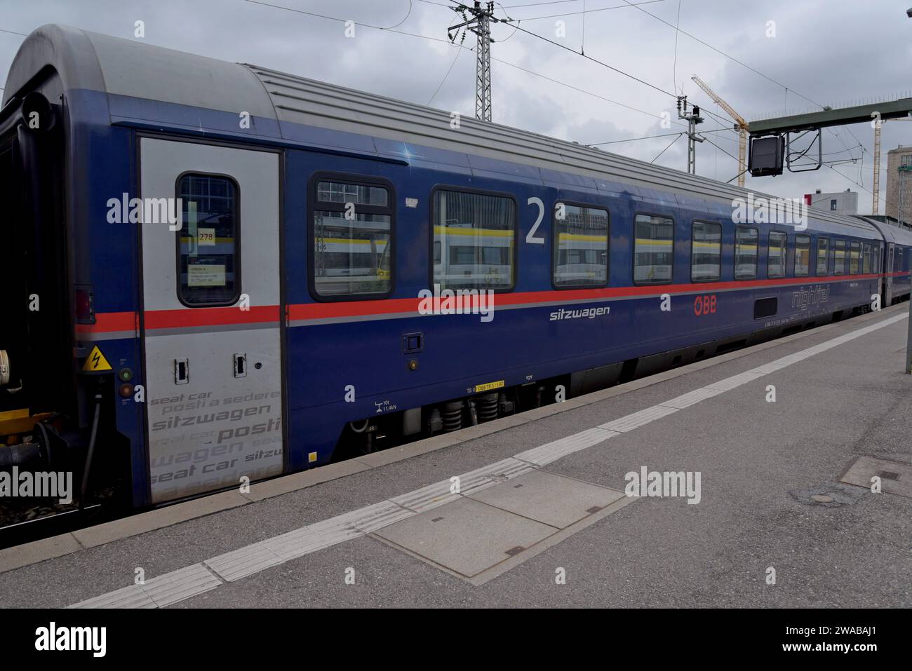Night Jet sleeper train carriage at Stuttgart HBF central Station, of ...