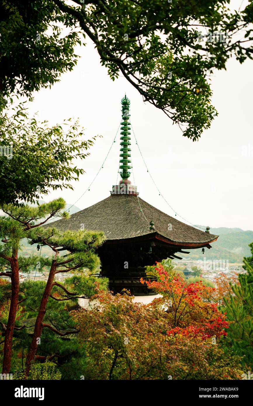 Traditional Japanese Architecture Temple at Byodoin surrounded by trees ...