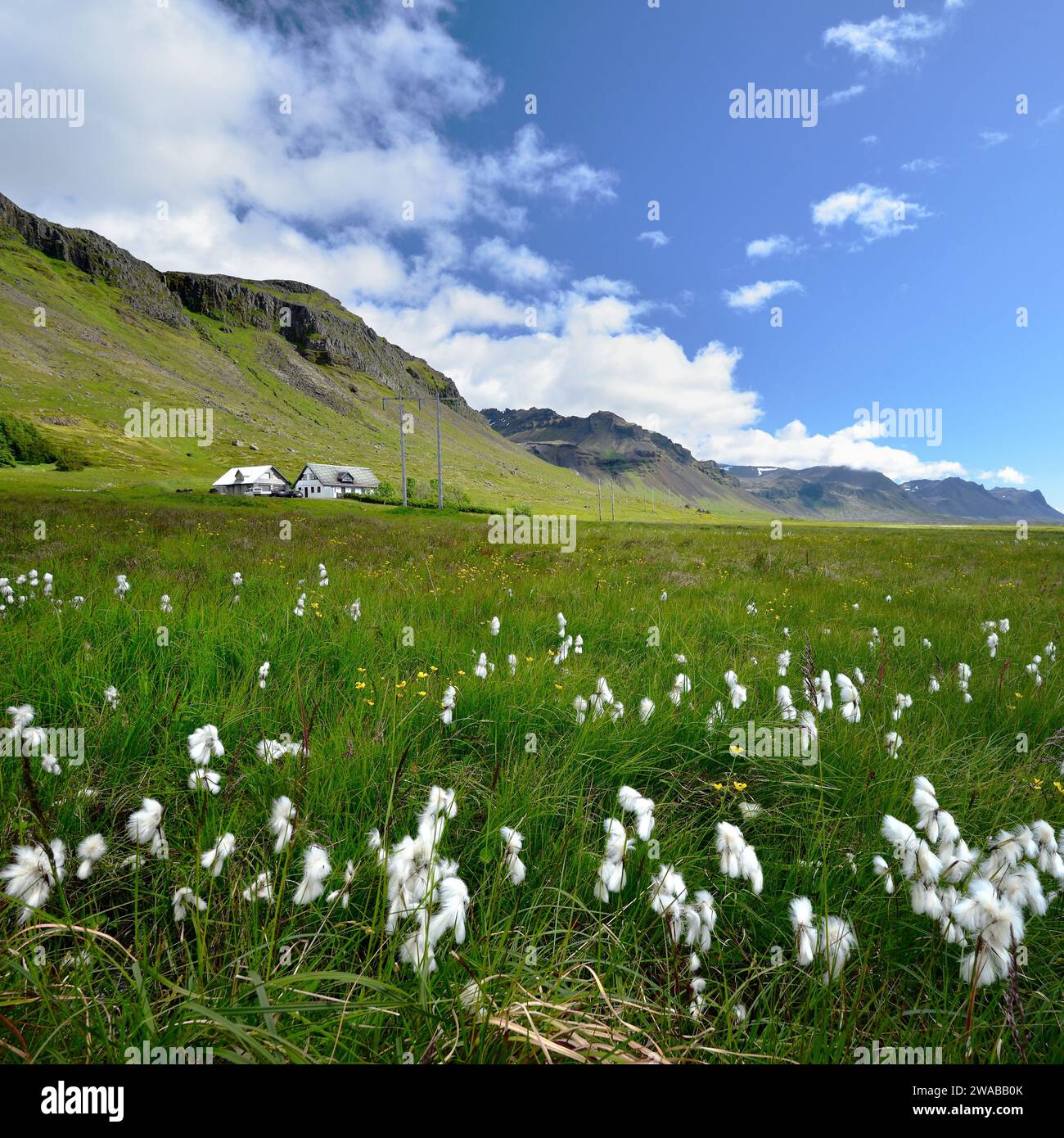 Farm house below the line of volcanic ridge Stock Photo - Alamy