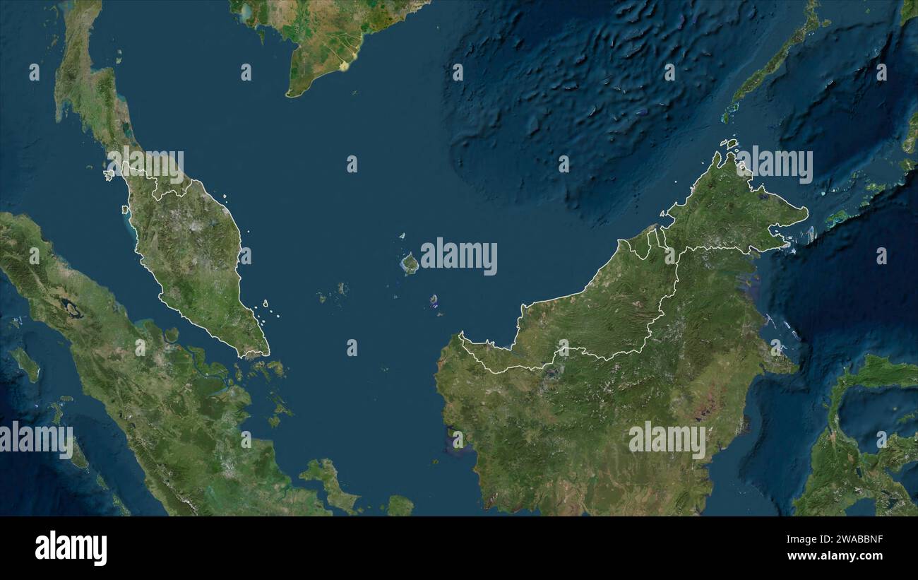 Malaysia outlined on a high resolution satellite map Stock Photo - Alamy