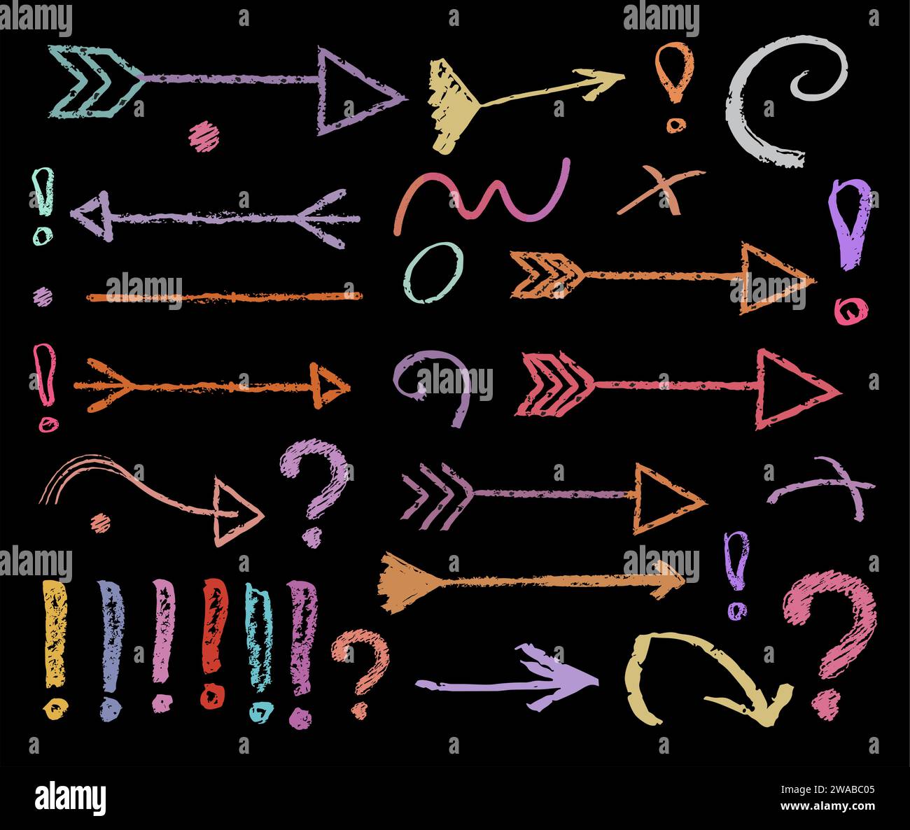 Set of Hand drawn colorful chalk arrows vector Stock Vector Image & Art ...