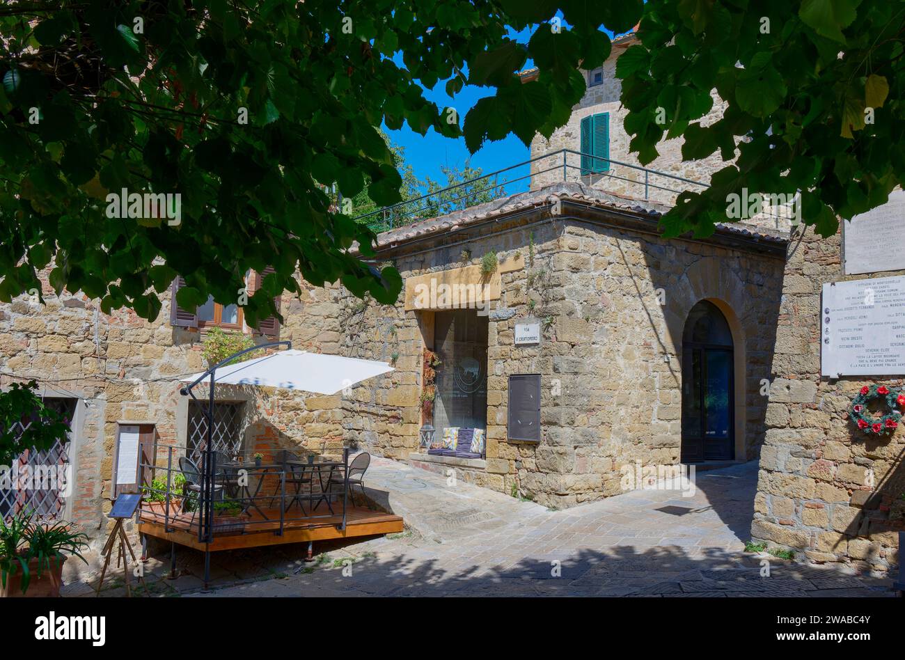 Steps in the ancient village of Monticchiello, Orcia valley, Val d ...