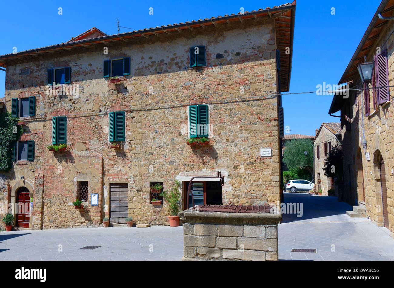 Steps in the ancient village of Monticchiello, Orcia valley, Val d ...