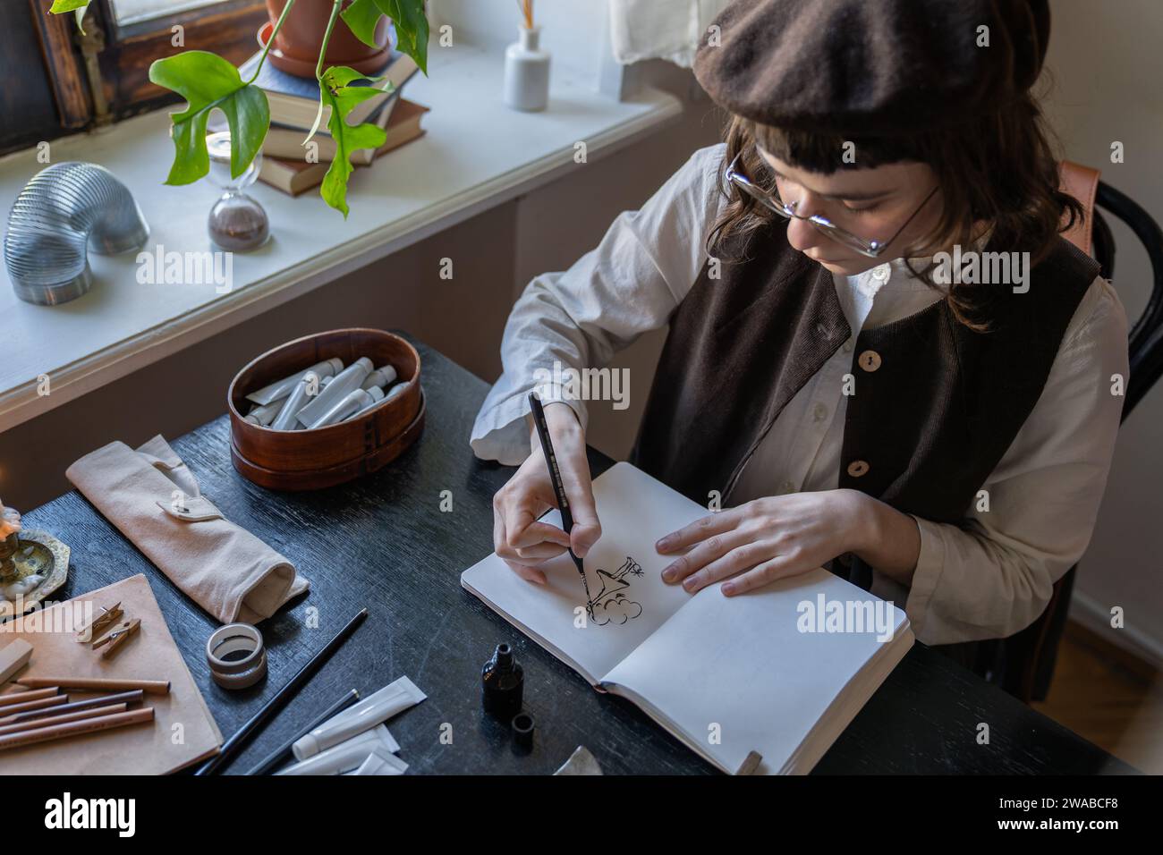 Girl paintress illustrator animator freelancer creates new characters ...