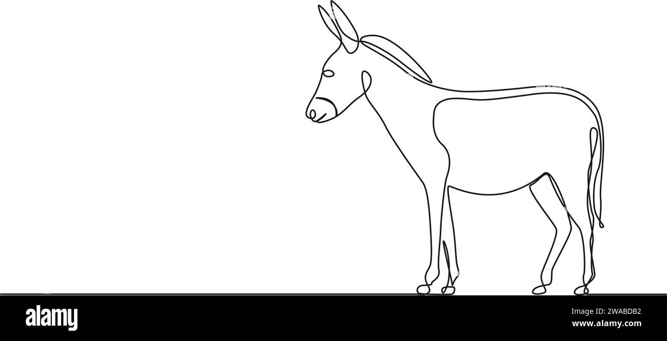 continuous single line drawing of a donkey, line art vector ...