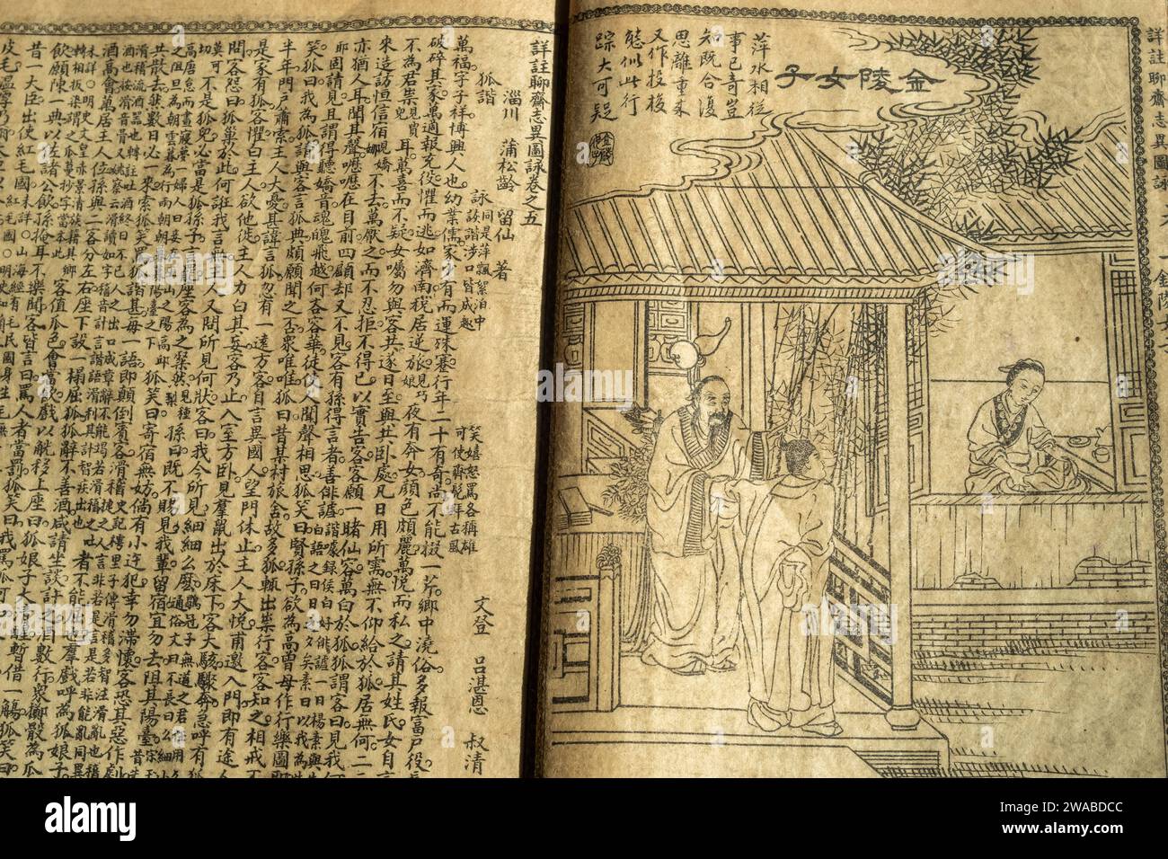 Two pages of Strange Tales from a Chinese Studio(Liaozhai Zhiyi) by Pu ...