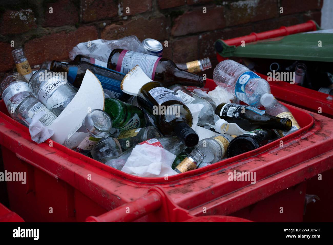Recycling bin outside a pub, Stratford upon Avon, Warwickshire, England ...