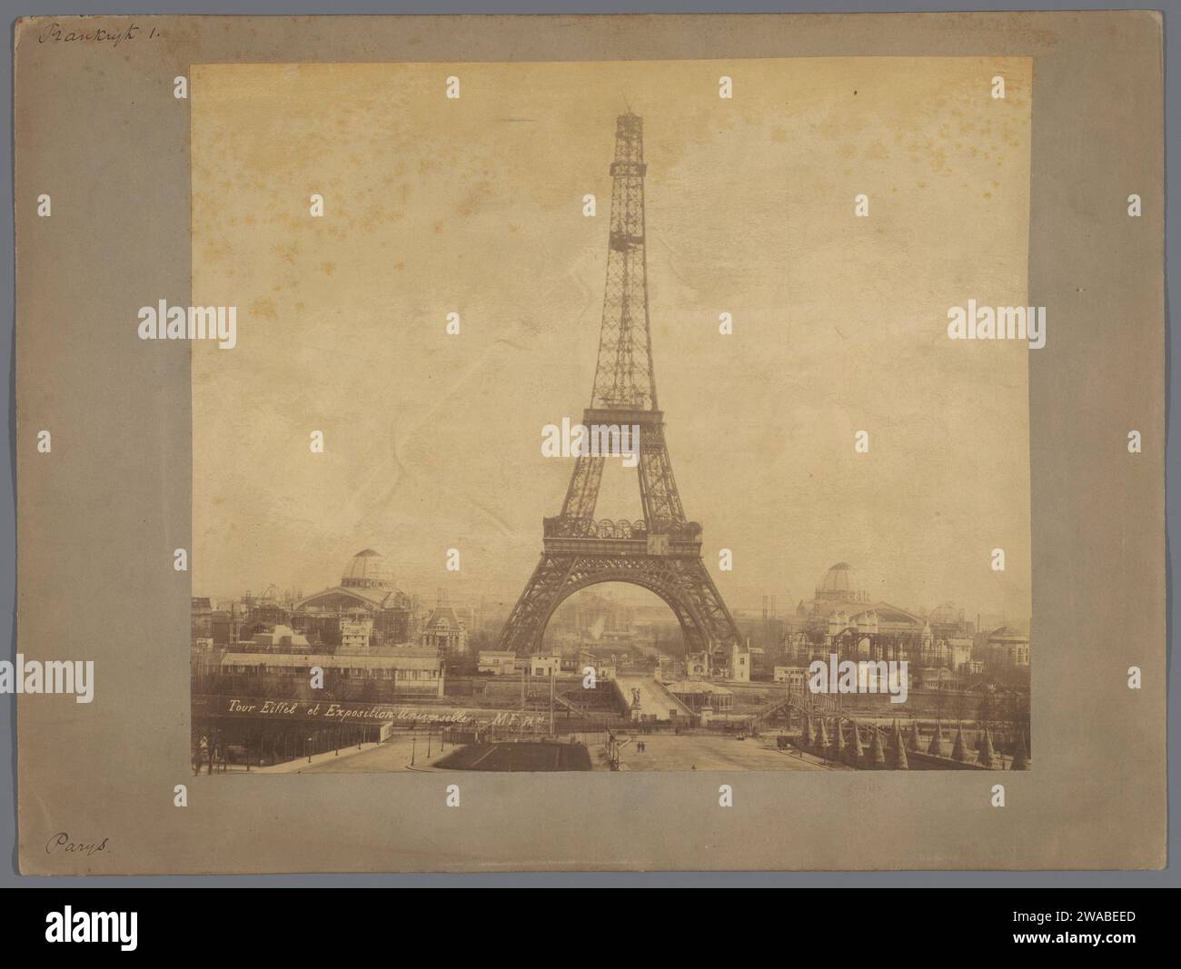 View of the Eiffel Tower during the construction of the World ...