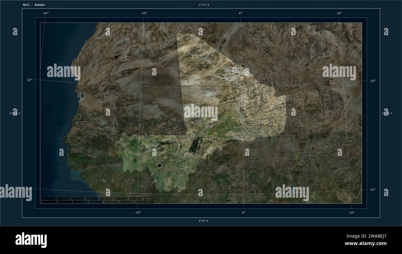 Mali highlighted on a high resolution satellite map map with the ...