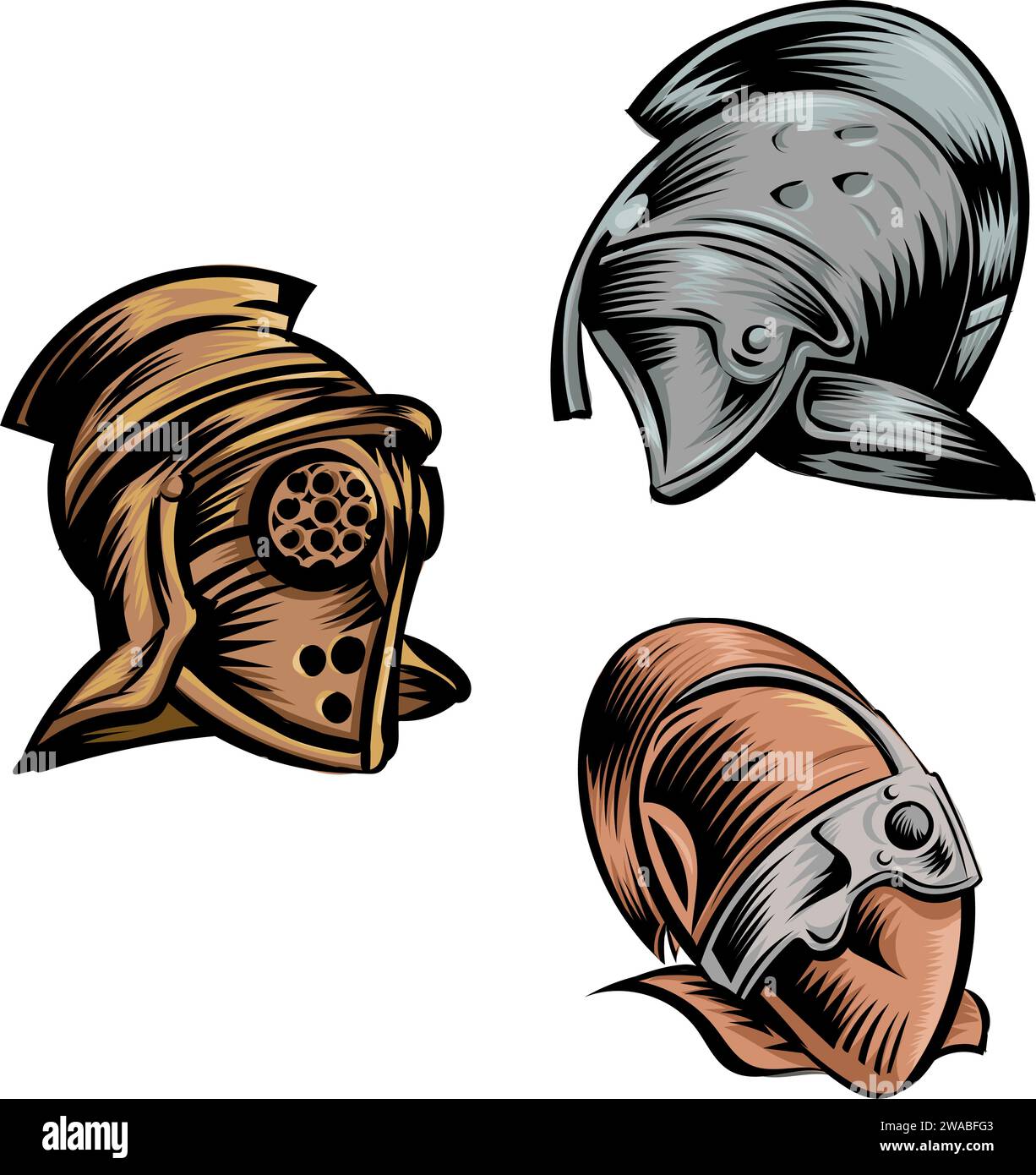 Roman gladiator armour helmets set vector illustration Stock Vector ...