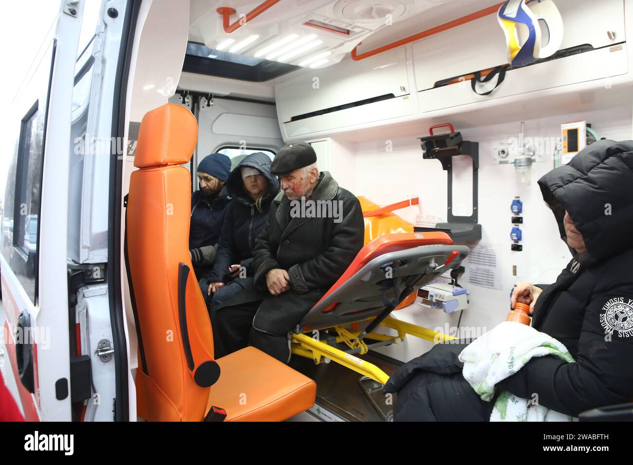 Non Exclusive: VYSHNEVE, UKRAINE - JANUARY 02, 2024 - People injured in a Russian missile attack ...