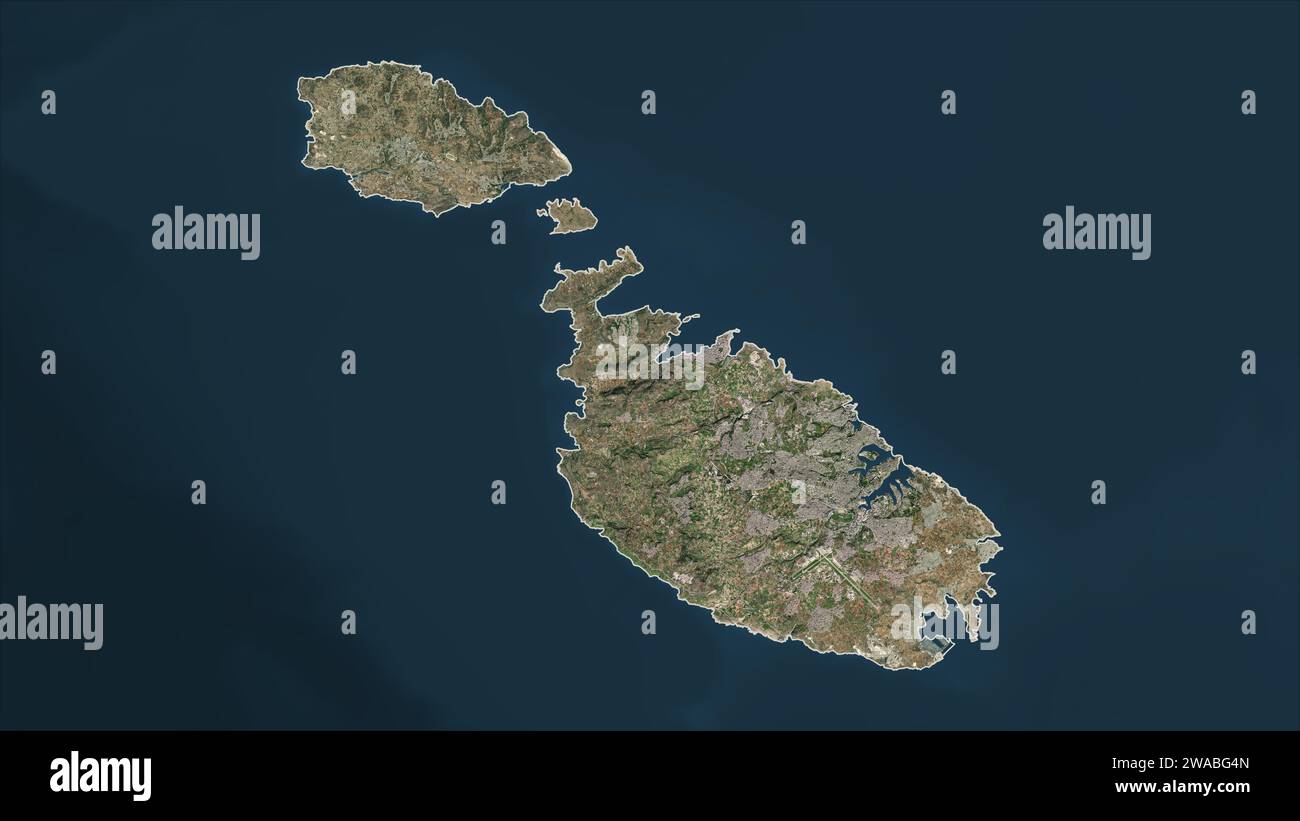 Malta outlined on a high resolution satellite map Stock Photo - Alamy