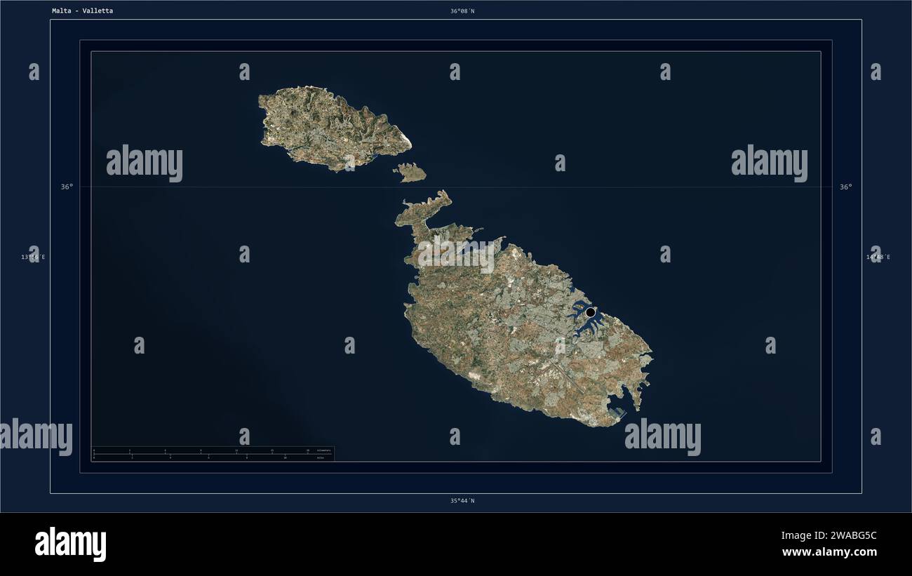Malta highlighted on a low resolution satellite map map with the ...
