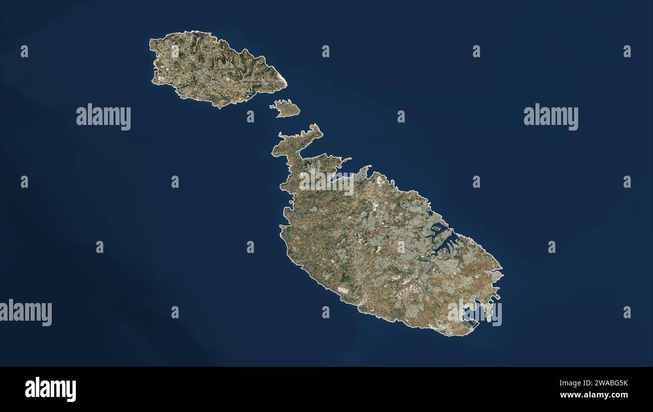 Malta outlined on a low resolution satellite map Stock Photo - Alamy