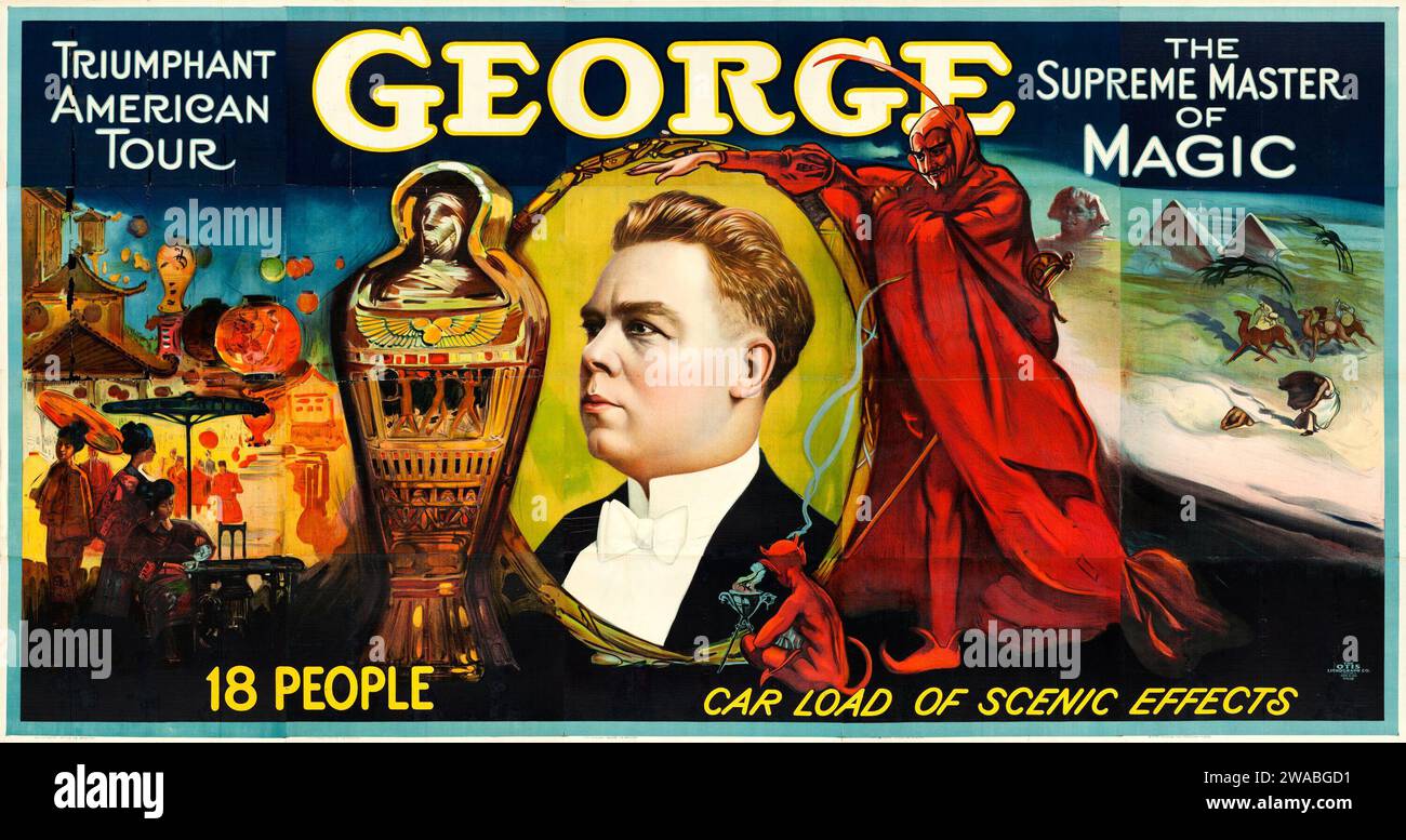The Magician George - Triumphant American Tour, 1920, Magic Show Poster ...