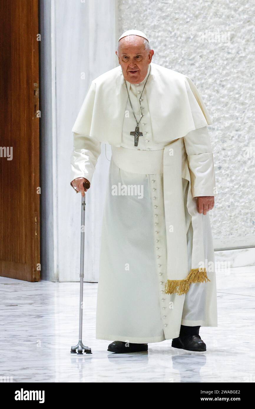 Vatican City, Vatican City. 03rd Jan, 2024. Pope Francis arrives to ...