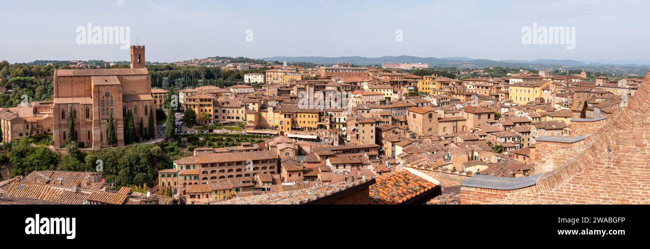 Panorama of Siena with the basilica di San Domenico at the left, Italy ...