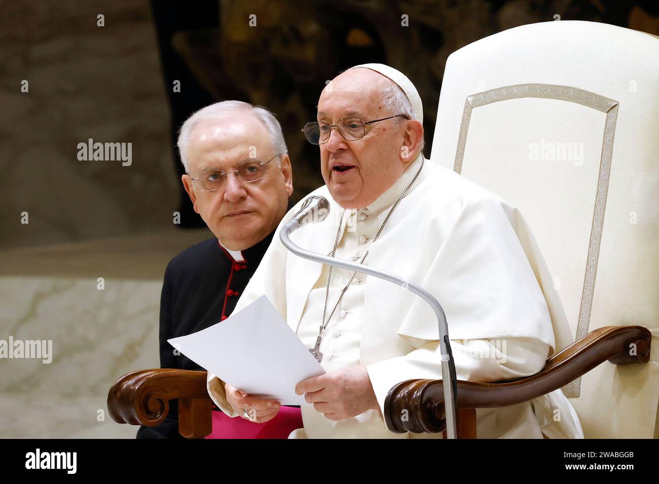 Vatican City, Vatican City. 03rd Jan, 2024. Pope Francis attends his ...